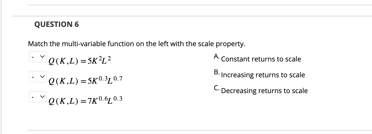 Solved Match the multi-variable function on the left with | Chegg.com