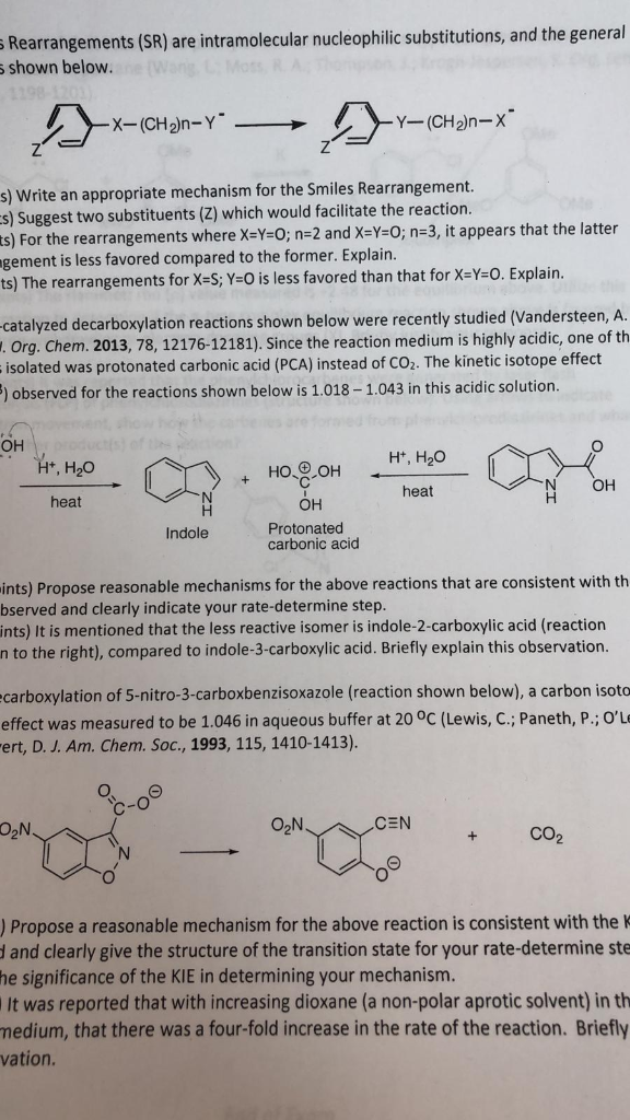 Rearrangements (SR) are intramolecular nucleophilic | Chegg.com