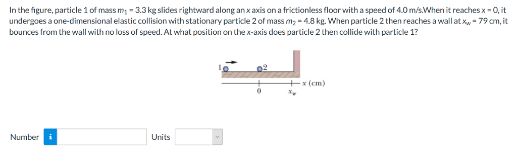 Solved In the figure, particle 1 of mass m1-3.3 kg slides | Chegg.com