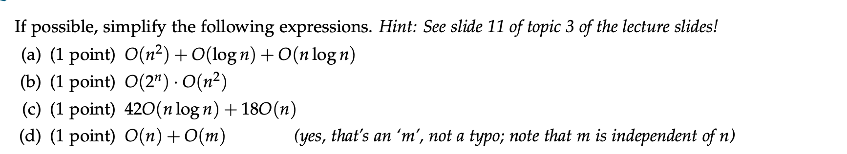 Solved If possible, simplify the following expressions. | Chegg.com