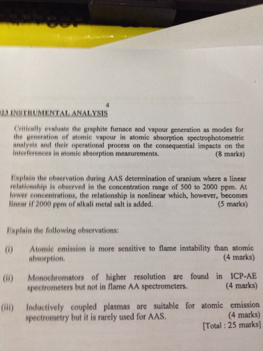 Solved 23INSIRUMENTAL ANALYSIS Critically evaluate the | Chegg.com
