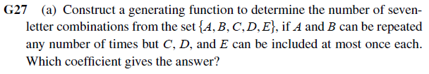 Solved G27 (a) Construct a generating function to determine | Chegg.com