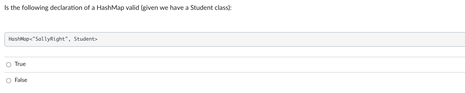 Solved Is the following declaration of a HashMap valid | Chegg.com