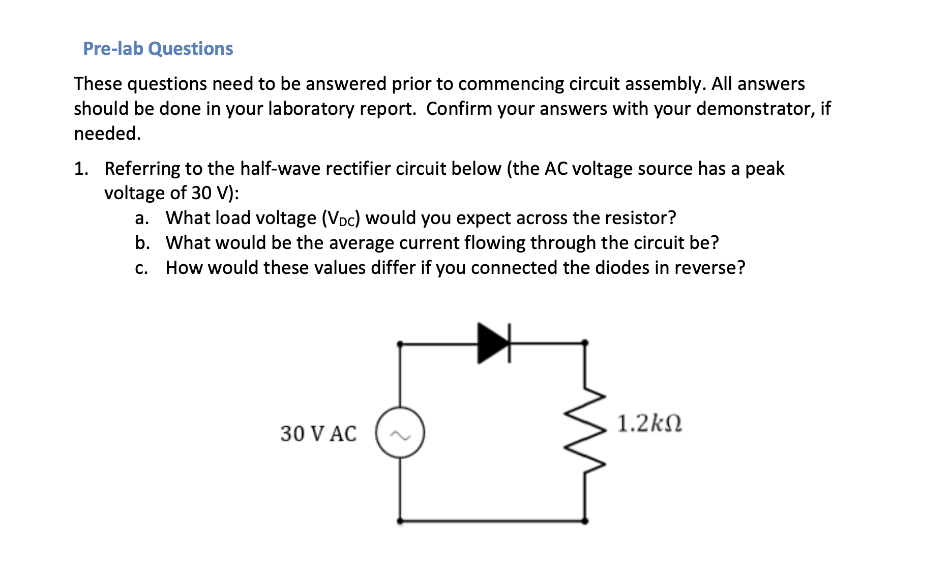Solved Pre-lab QuestionsThese questions need to be answered | Chegg.com