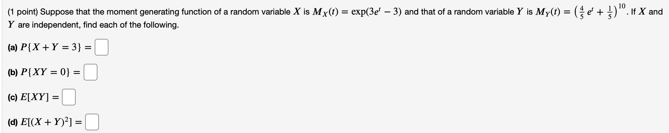 Solved Suppose that the moment generating function of a | Chegg.com
