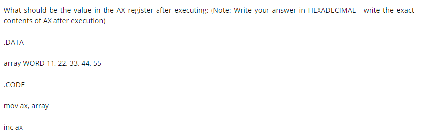 Solved What should be the value in the AX register after | Chegg.com