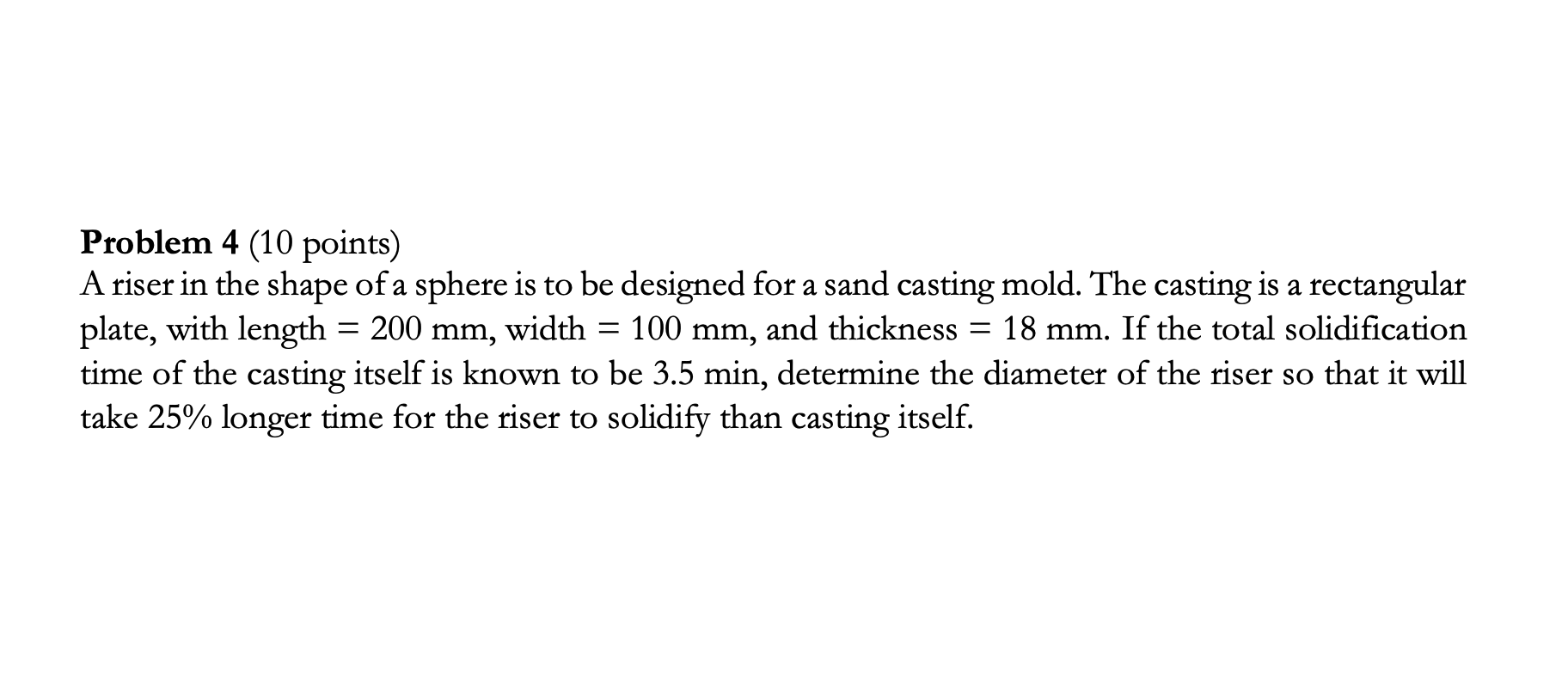 Solved Problem 4 (10 points) A riser in the shape of a | Chegg.com