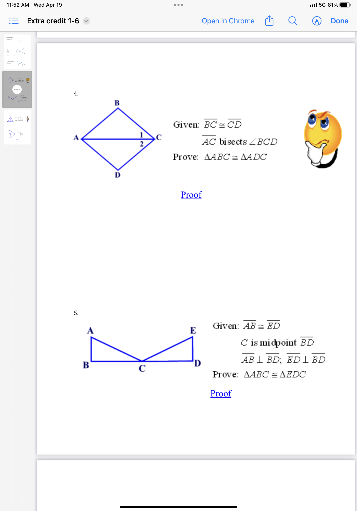 Solved Given: BC≅CD AC bisects ∠BCD Prove: ABC≅ ADC Proof | Chegg.com