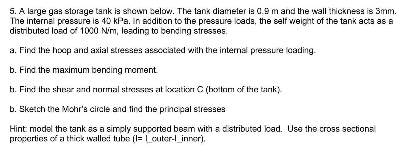 Solved 5. A large gas storage tank is shown below. The tank | Chegg.com