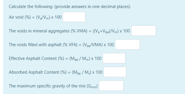 Solved For the given phase diagram of asphalt concrete mix, | Chegg.com