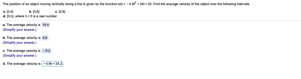 Solved The Position Of An Object Moving Vertically Along A
