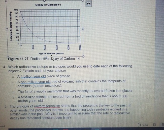 Solved Decay of Carbon-14 IC % Carbon-14 atoms remaining | Chegg.com