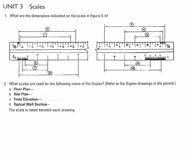 Solved 1. What are the dimensions indicated on the scale in | Chegg.com