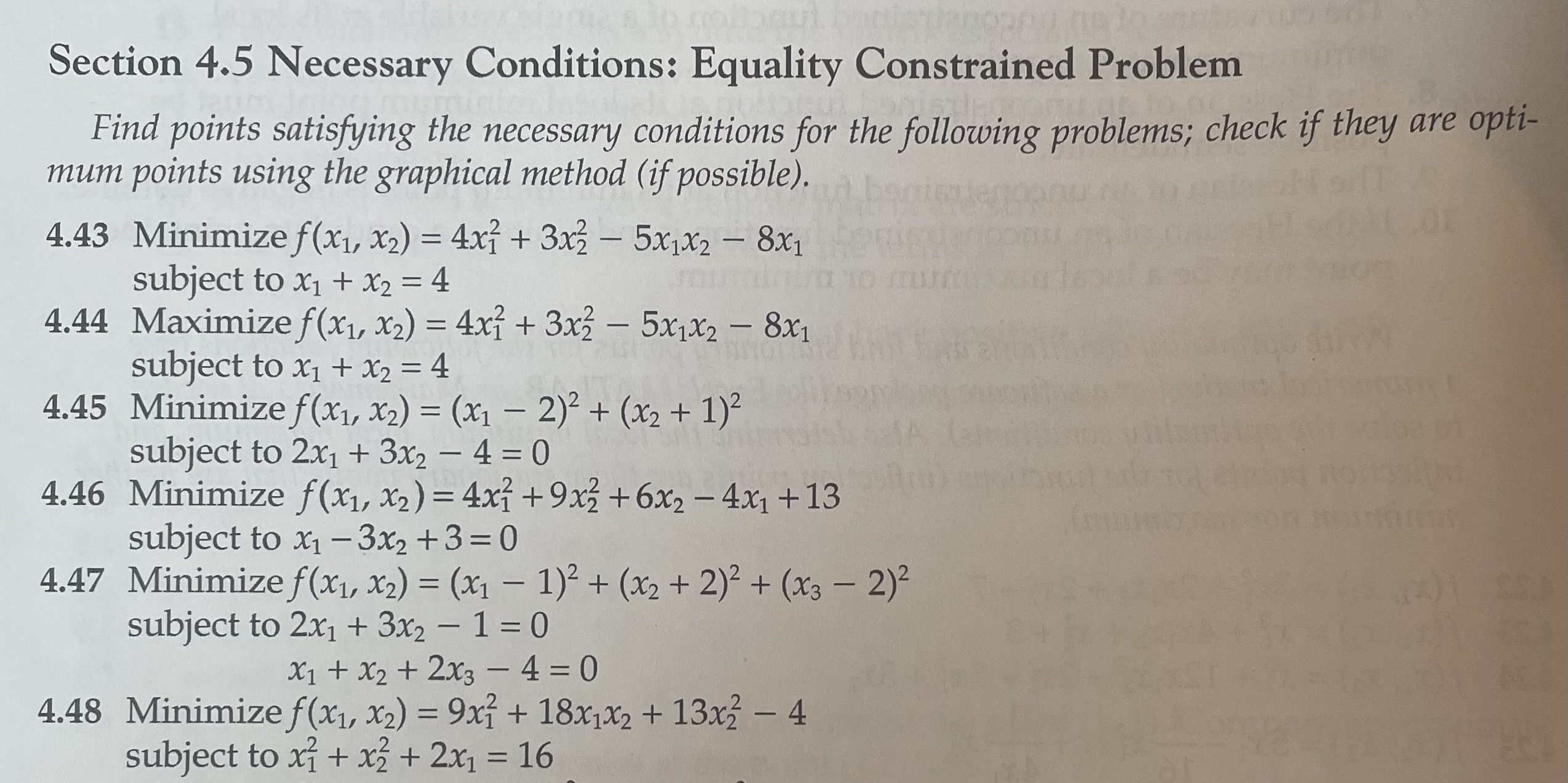 Solved Section 4.5 Necessary Conditions: Equality | Chegg.com