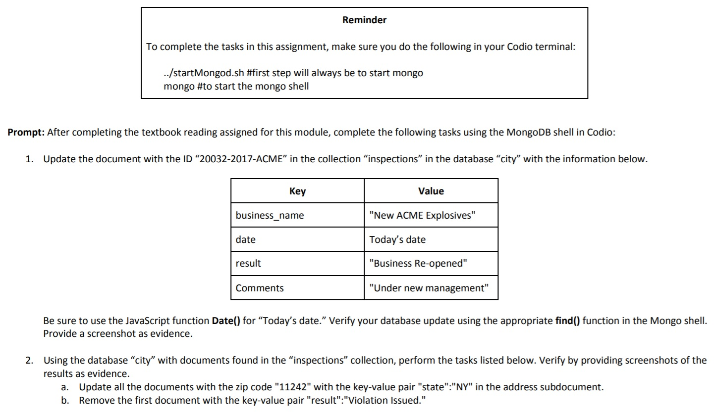 Reminder To complete the tasks in this assignment, | Chegg.com