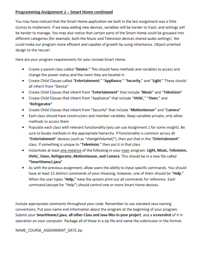 Solved Programming Assignment 2 Smart Home Continued You 