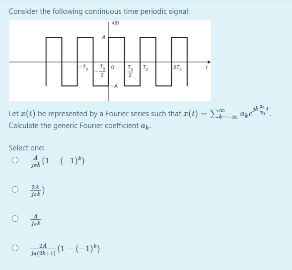 Solved Consider the following continuous time periodic | Chegg.com
