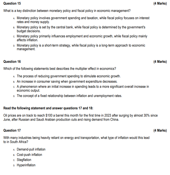Solved What is a key distinction between monetary policy and | Chegg.com