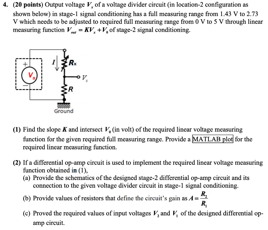 Solved (20 ﻿points) ﻿Output voltage Vx ﻿of a voltage divider | Chegg.com