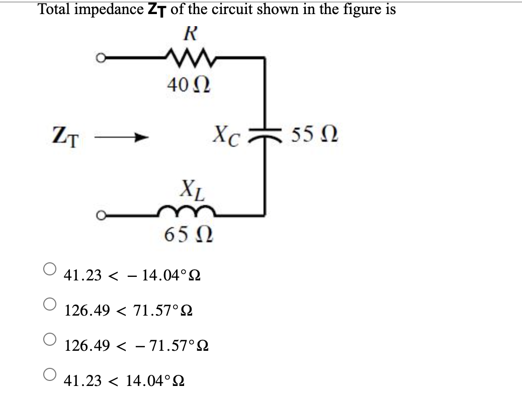 Solved Total impedance ZT of the circuit shown in the figure | Chegg.com