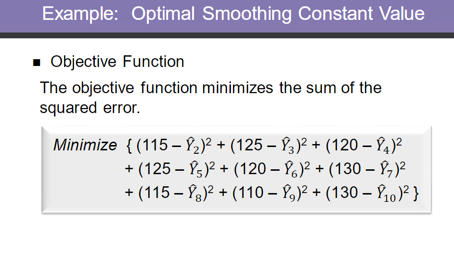 Optimal Smoothing Constant Value General Formulation | Chegg.com