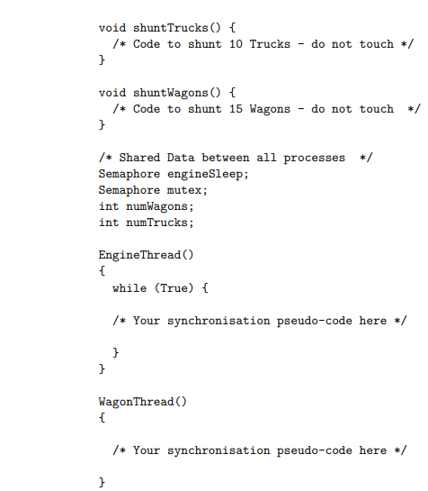 Solved Consider a program modeling a railway marshaling yard | Chegg.com