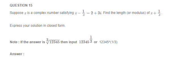 Solved QUESTION 15Suppose z ﻿is a complex number satisfying | Chegg.com