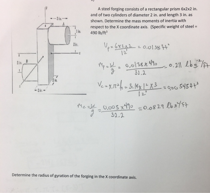 Solved A steel forging consists of a rectangular prism 6 | Chegg.com