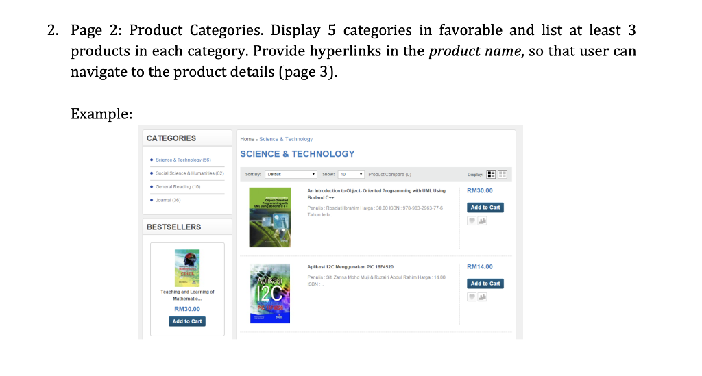Solved 1. Page 1: Home page for product catalog.2. Page 2: | Chegg.com