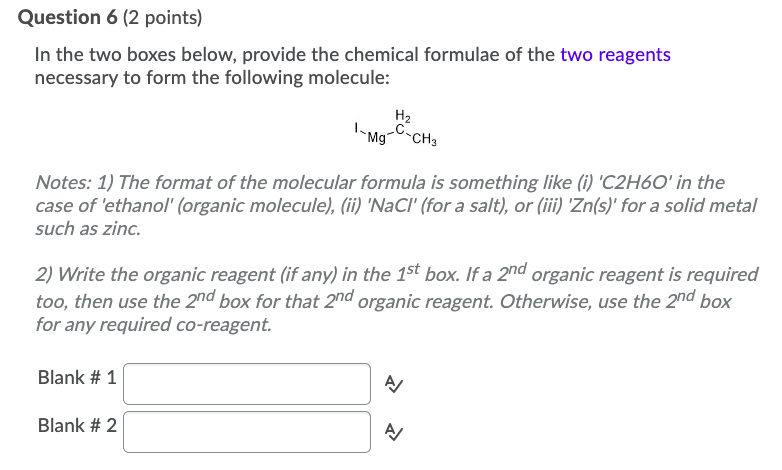 Solved Question 6 (2 points) In the two boxes below, provide | Chegg.com