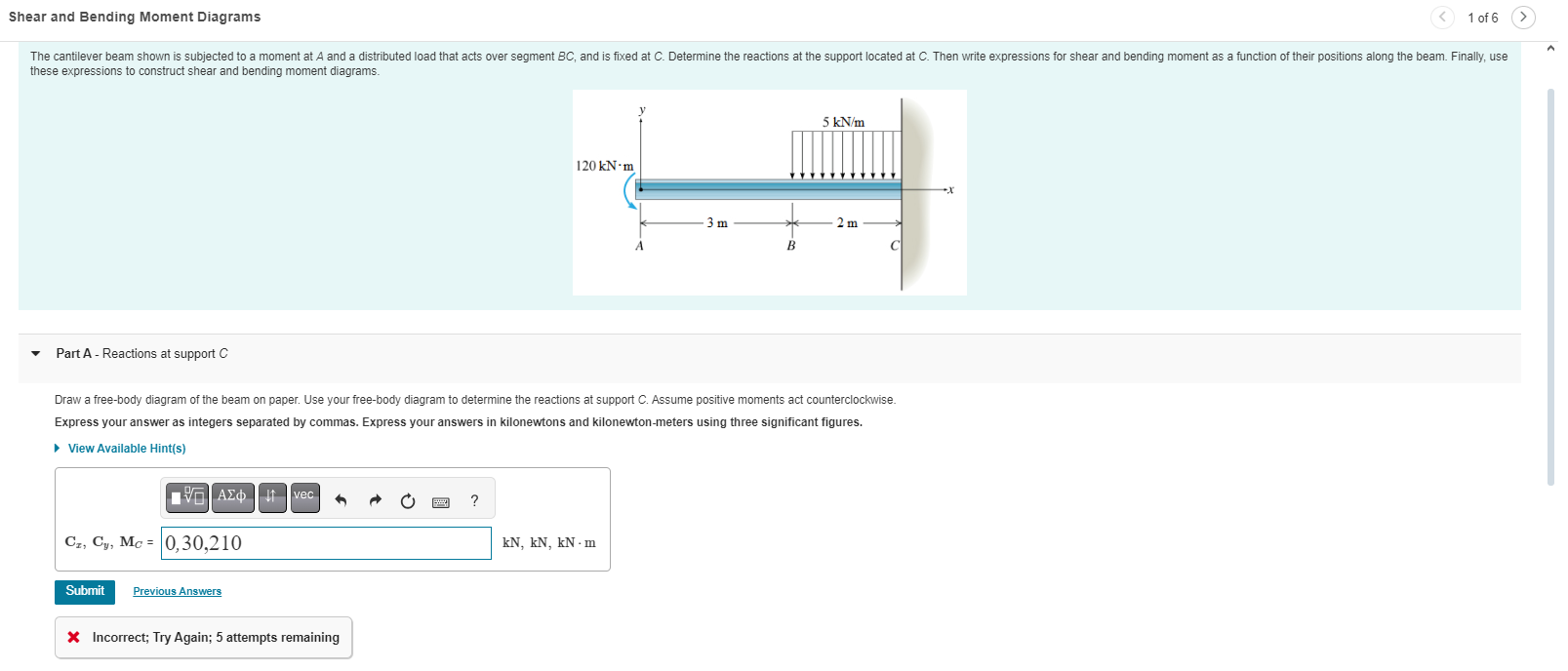 Solved Shear and Bending Moment Diagrams1 ﻿of 6these | Chegg.com