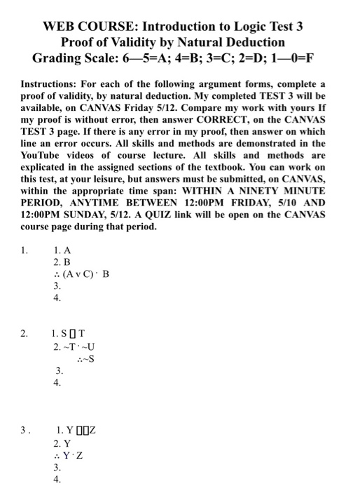 Solved WEB COURSE: Introduction to Logic Test 3 Proof of | Chegg.com