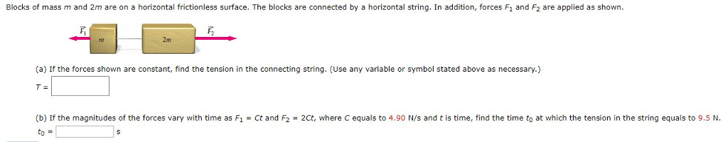 Solved Blocks of mass m and 2m are on a horizontal | Chegg.com