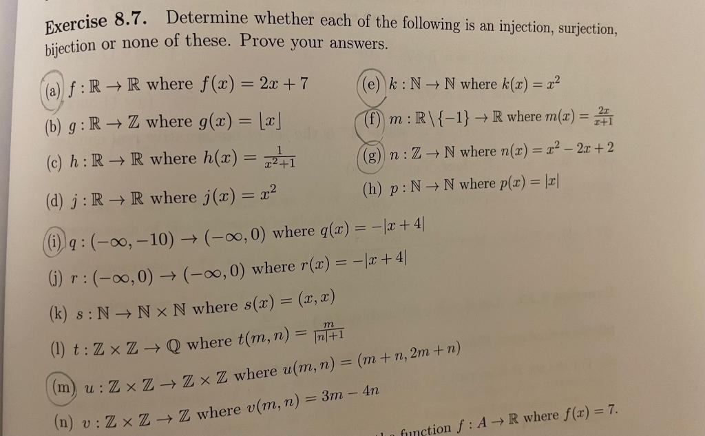 Solved Exercise 8.7. Determine whether each of the following | Chegg.com