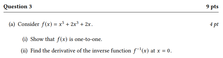 Solved a) Consider f(x)=x5+2x3+2x. (i) Show that f(x) is | Chegg.com