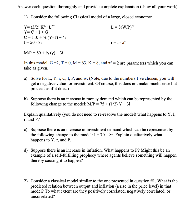 Solved Answer each question thoroughly and provide complete | Chegg.com
