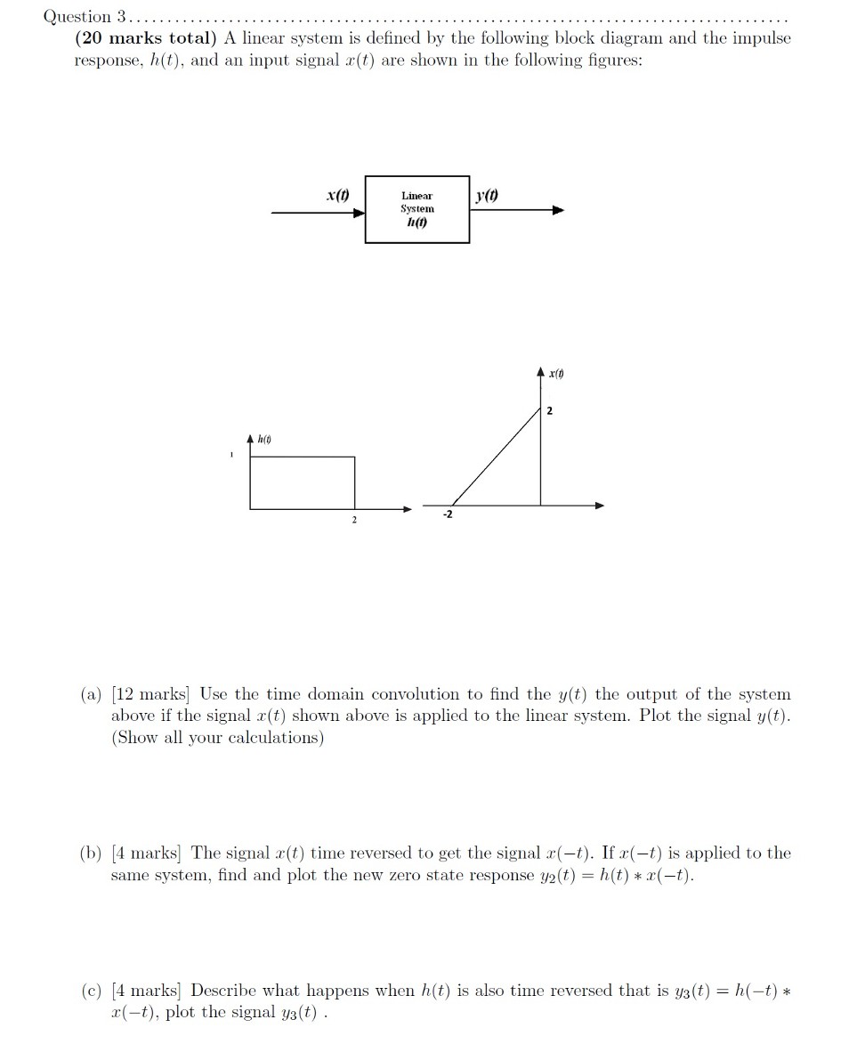 Question 3 .(20 ﻿marks total) ﻿A linear system is | Chegg.com