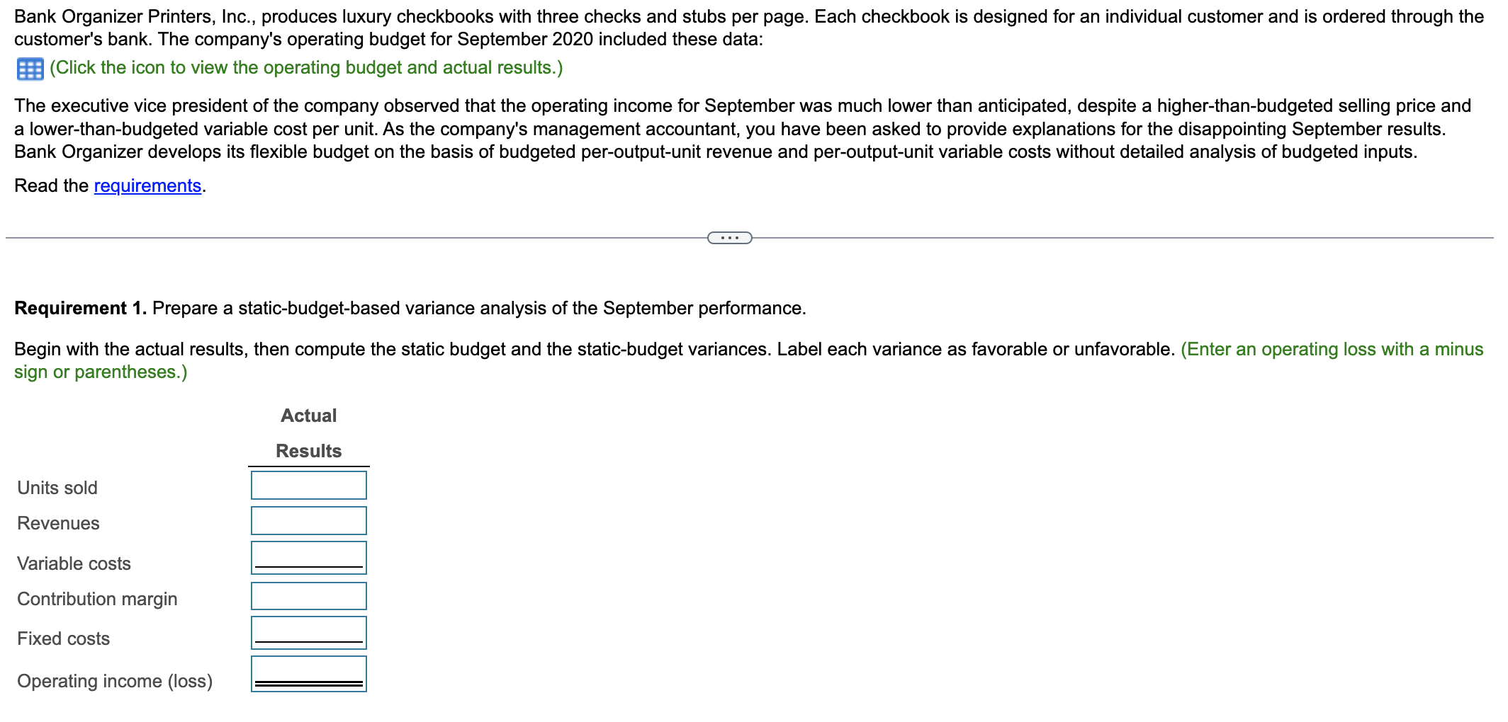 Solved Bank Organizer Printers, Inc., produces luxury | Chegg.com