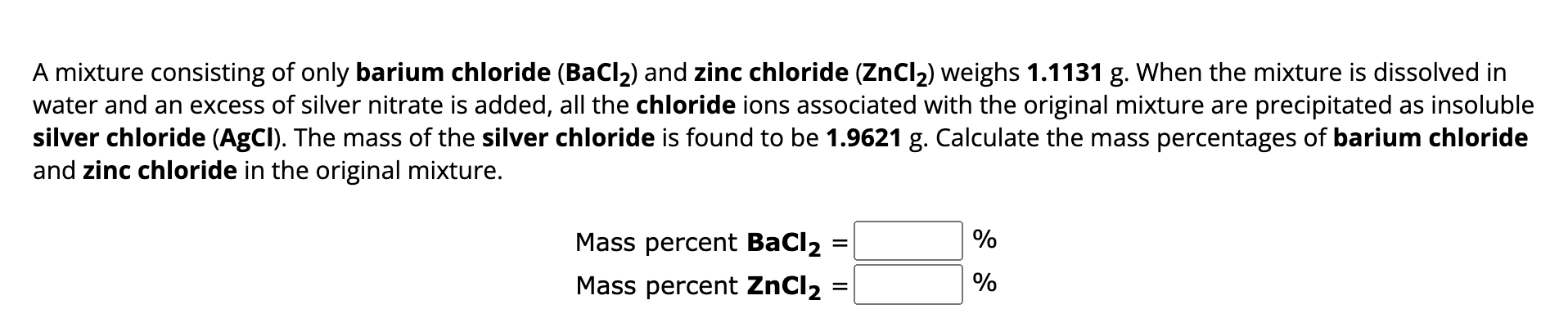 Solved A mixture consisting of only barium chloride (BaCl2) | Chegg.com