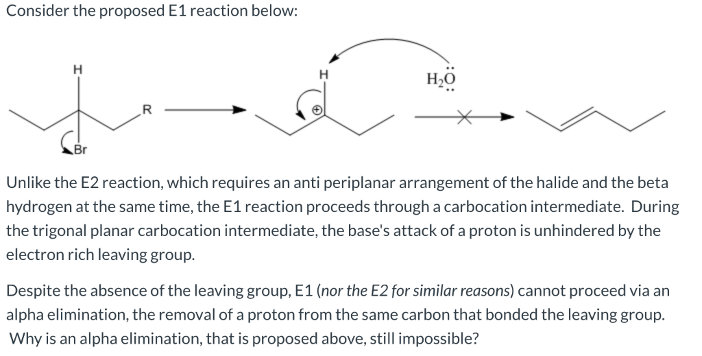 Solved Consider the proposed E1 reaction below: H но R Br | Chegg.com