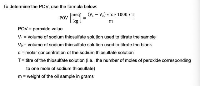 Q1. Calculate the Peroxide Values of Oils based on | Chegg.com