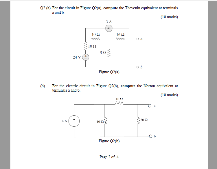 Solved Q2 (a) For the circuit in Figure Q2(a), compute the | Chegg.com