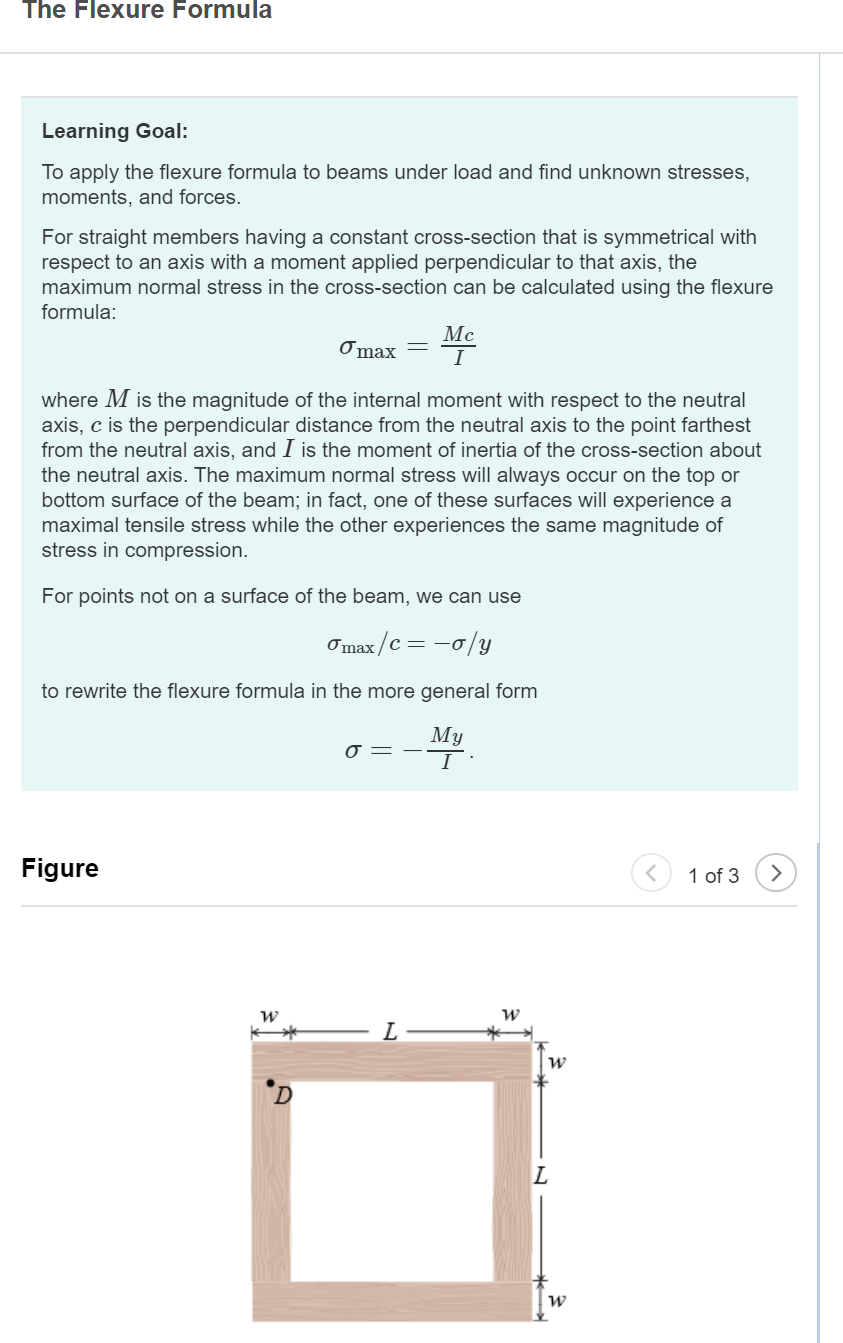 Solved The Flexure Formula Learning Goal: To apply the | Chegg.com