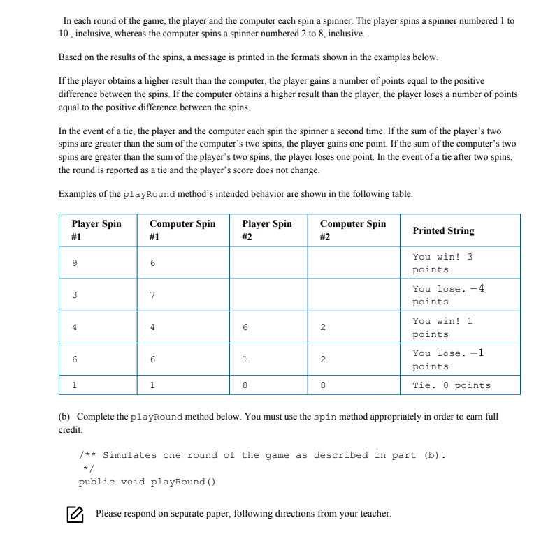 Solved In each round of the game, the player and the | Chegg.com