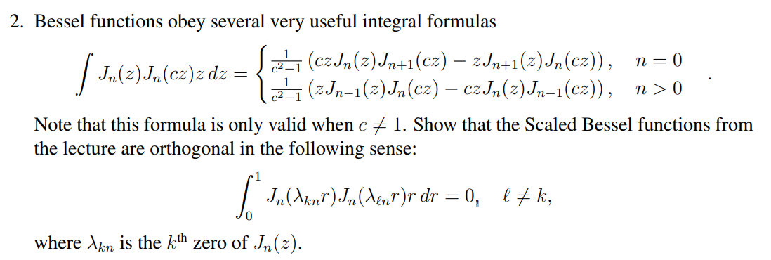 Solved 2. Bessel functions obey several very useful integral | Chegg.com
