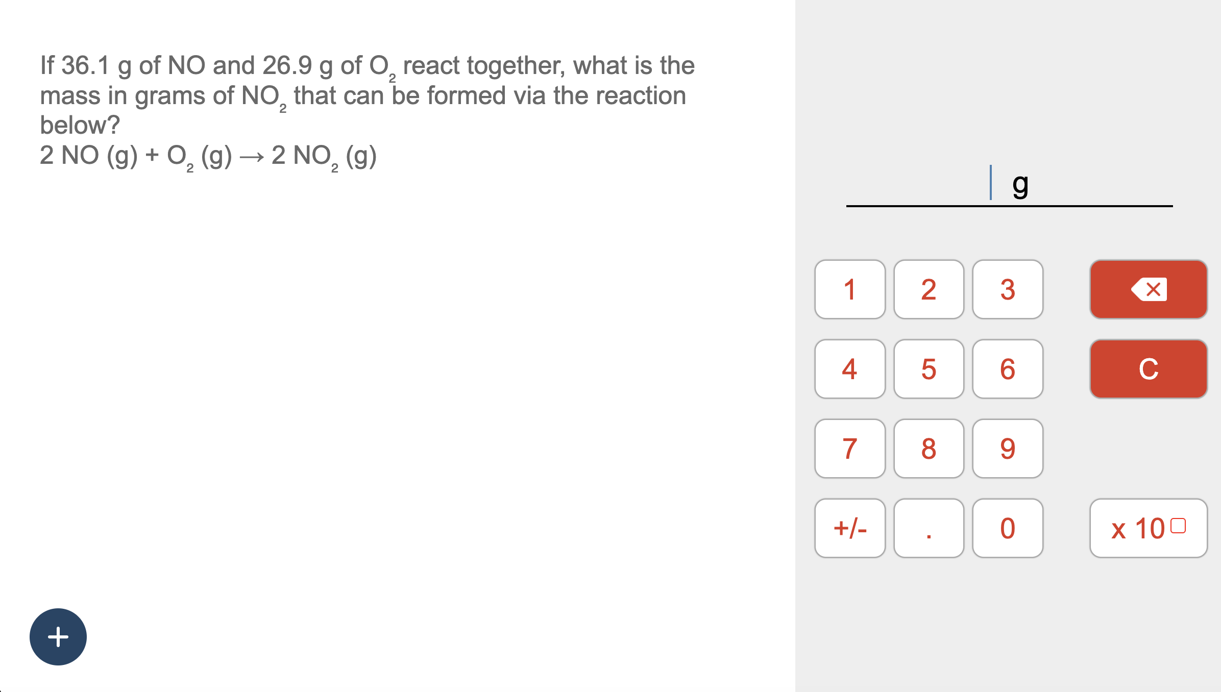 Solved If 36.1g ﻿of NO ﻿and 26.9g ﻿of O2 ﻿react together, | Chegg.com