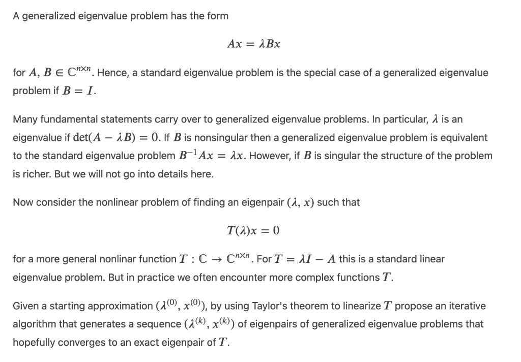 Solved A generalized eigenvalue problem has the form Ax = | Chegg.com
