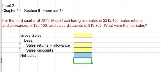 Solved Level 2 Chapter 15 - Section II - Exercise 12 For the | Chegg.com