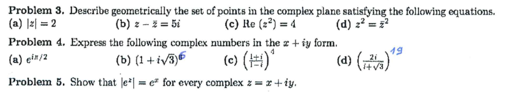 Solved Problem 3. Describe geometrically the set of points | Chegg.com