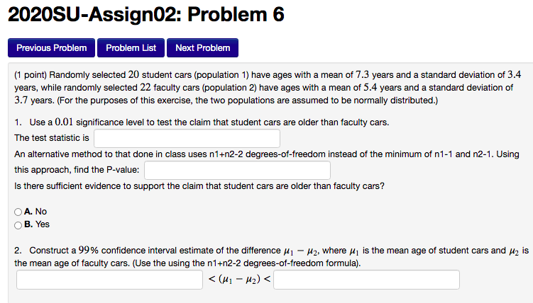 Solved 2020SU-Assign02: Problem 6 Previous Problem Problem | Chegg.com